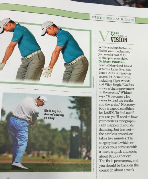 Dr. Whitten featured in Golf Magazine - Whitten Laser Eye